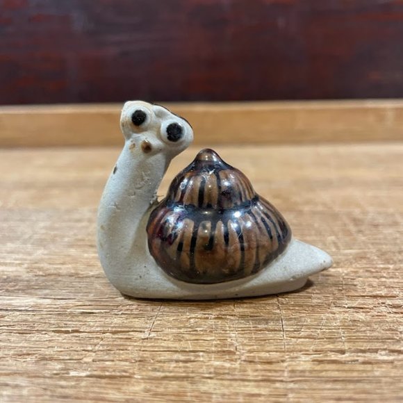 Accents | Pottery Snail Figure Fairy Garden Bonsai Pot Decoration ...
